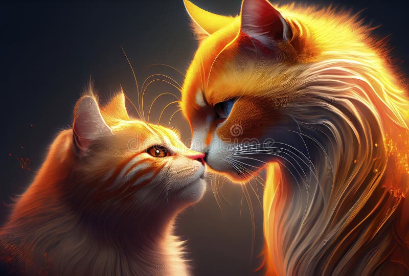 Cat and cat in love. stock image. Image of cute, domestic - 316934965