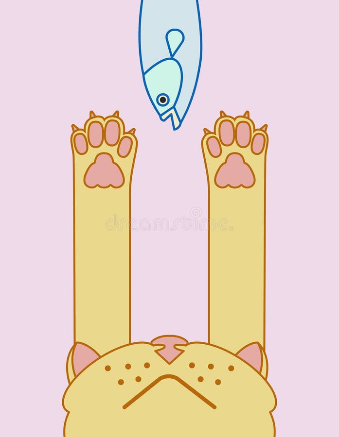 Cat catches fish stock vector. Illustration of hungry - 68586218