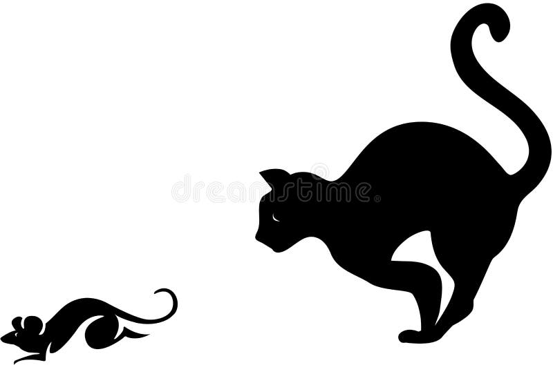 A cat catching mouse stock vector. Illustration of hunt - 39643793