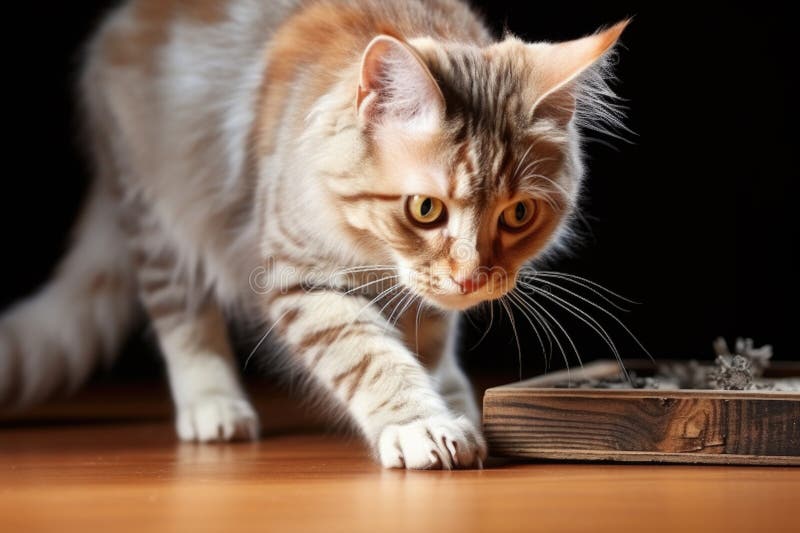 A Cat Cautiously Placing a Paw on a Mouse Trap Stock Photo - Image of ...