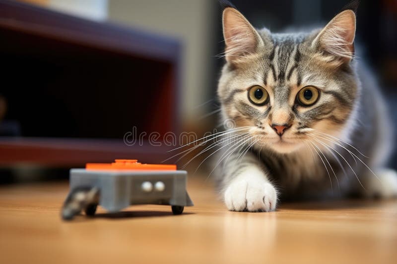 A Cat Cautiously Placing a Paw on a Mouse Trap Stock Image - Image of ...