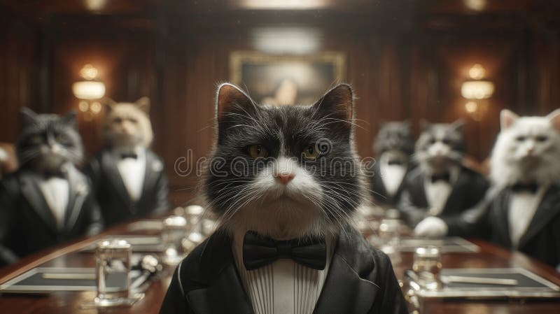 Cat CEO Holds Board Meeting Stock Image - Image of humor, chair: 383267749