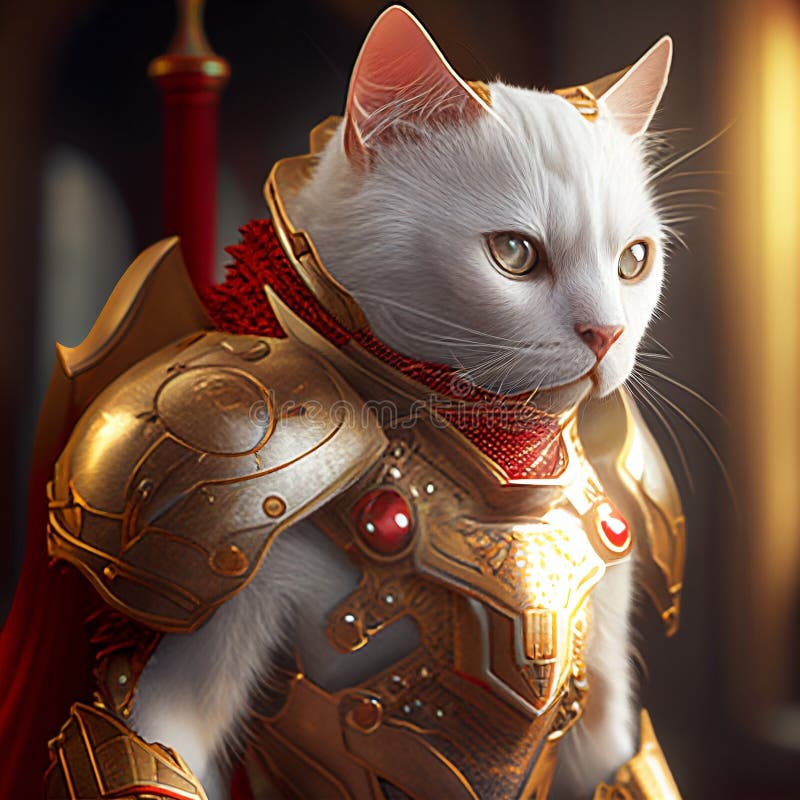 Cat Character Wearing Gold Armor Created with Generative Ai Technology ...