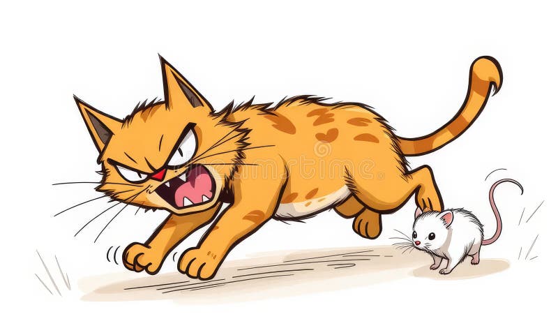 A cat is chasing a mouse stock image. Image of tail - 341692721