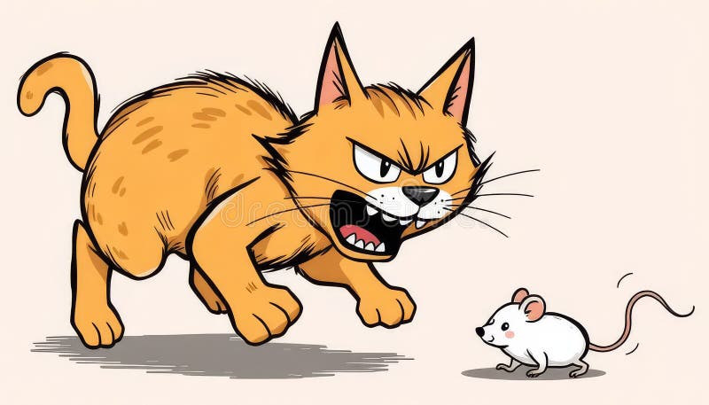 A cat is chasing a mouse stock image. Image of adorable - 341692995