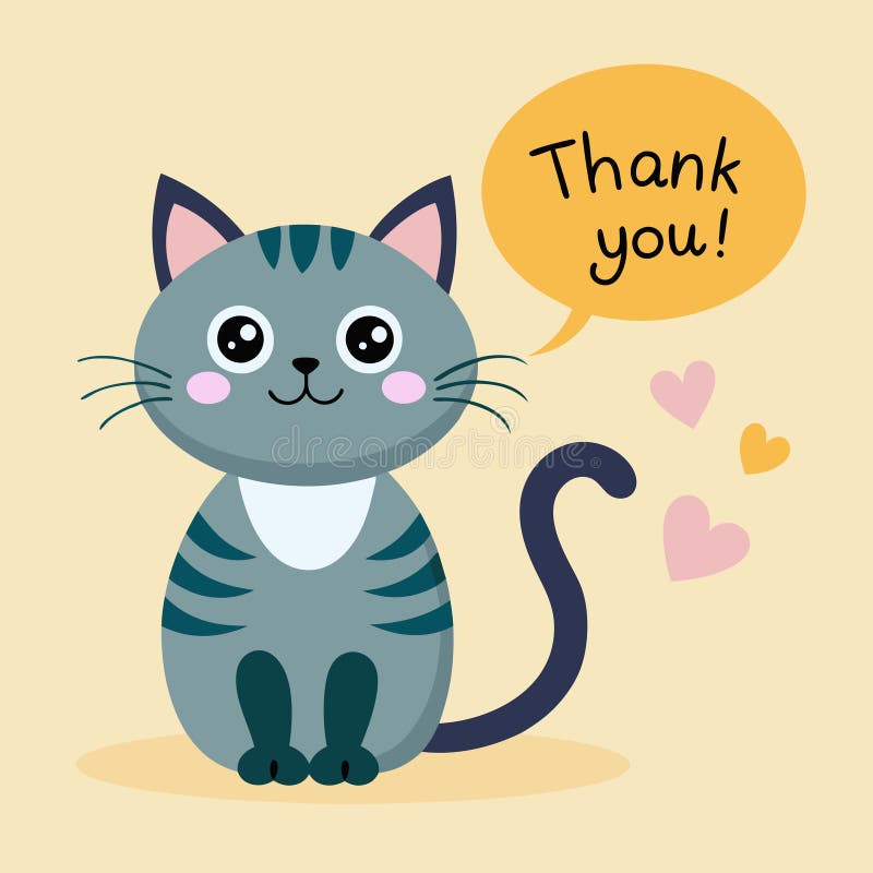 The Cat is Cheerfully Speaking with a Thank You Speech Bubble Stock ...