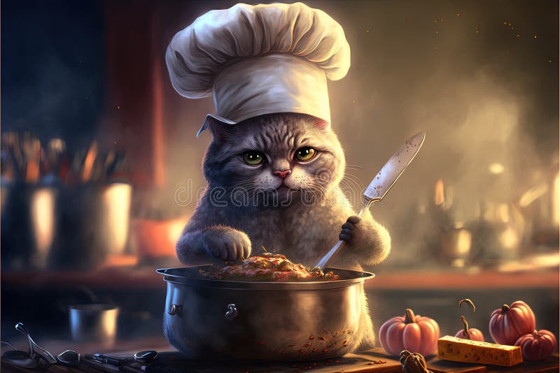 Cat Chef Llustration Generative Ai Stock Illustration - Illustration of ...