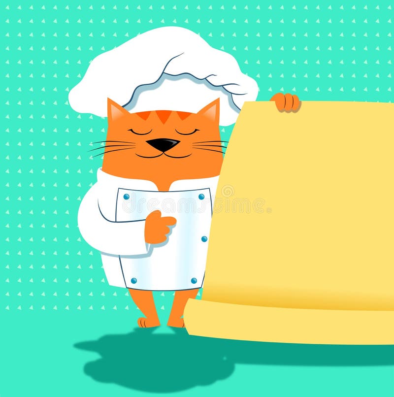 A cat chef with menu stock vector. Illustration of chef - 44953306