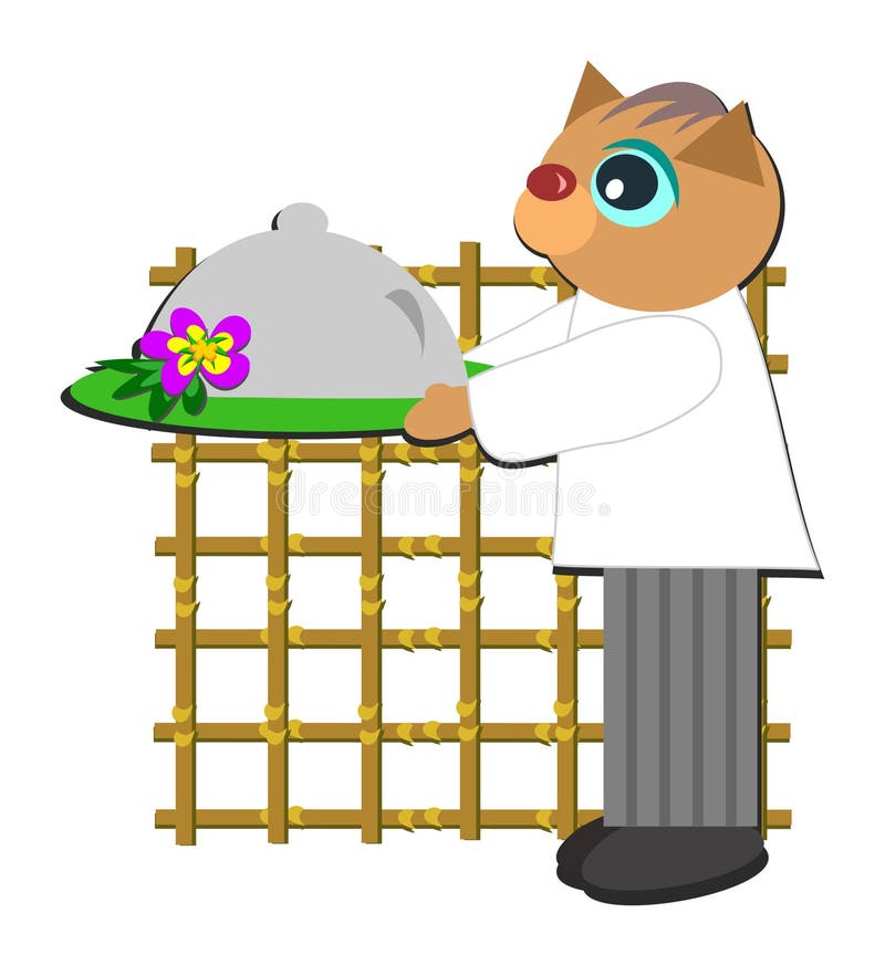 Cat Chef Serving a Meal stock vector. Illustration of whimsical - 19841534