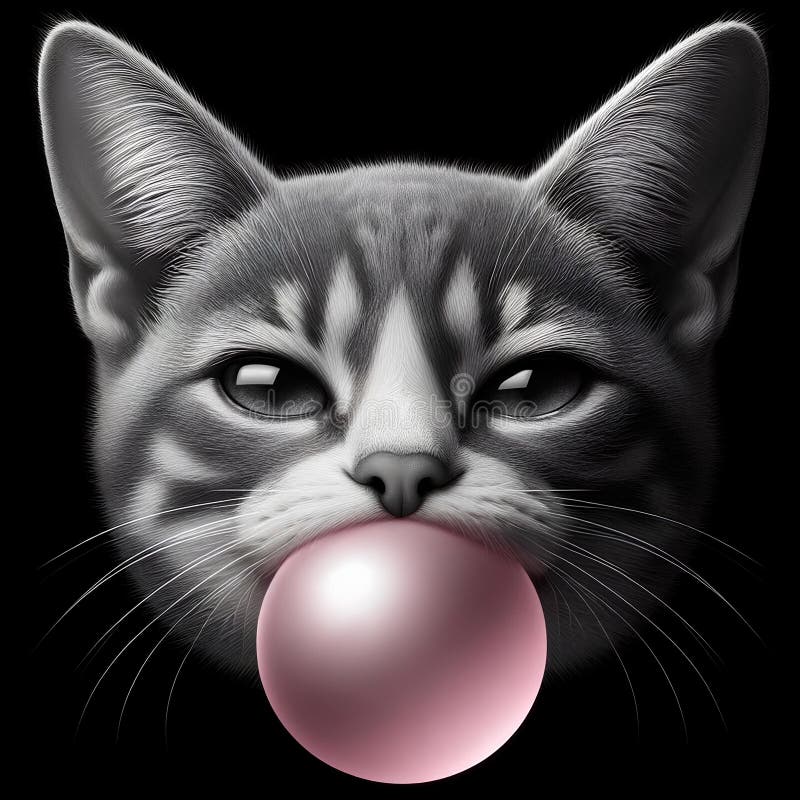 Cat with chewing gum 1 stock illustration. Illustration of animal ...
