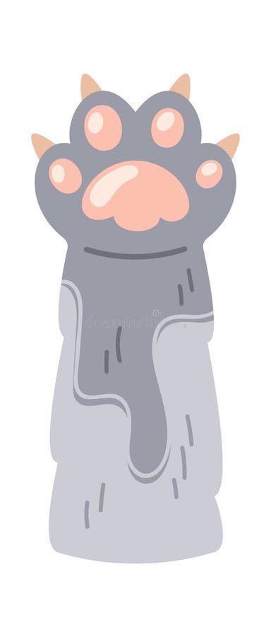 Cat clawed paw raised up stock vector. Illustration of claw - 368321179