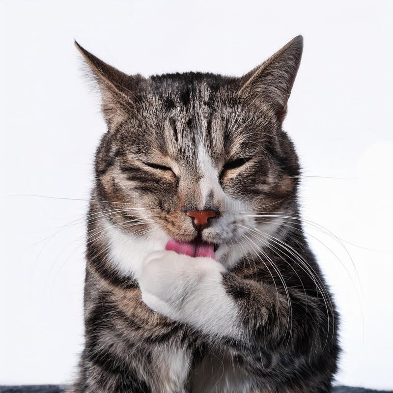 Cat cleaning, AI generated stock illustration. Illustration of domestic ...