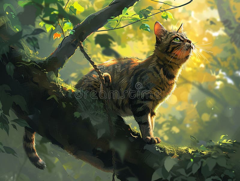 Cat Climbing Tree Stock Illustrations – 706 Cat Climbing Tree Stock ...