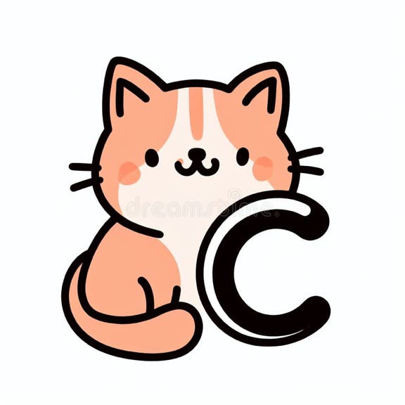 A cat clipart and letter C stock illustration. Illustration of mammal ...