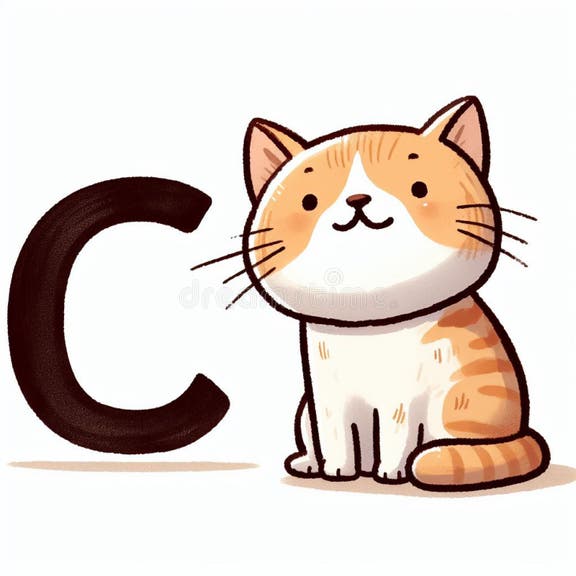 A cat clipart and letter C stock photo. Image of letter - 293484272