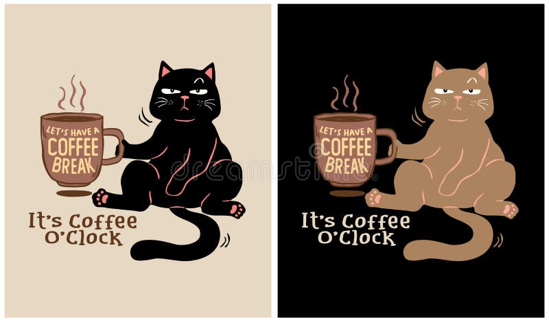 Cat Coffee - Caffeine Lovers - Cat Lovers Stock Vector - Illustration ...
