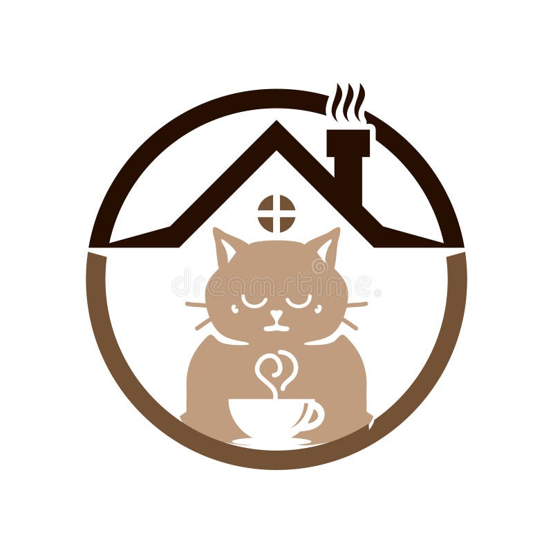 Cat Coffee Icon Logo Design Template Stock Vector - Illustration of ...