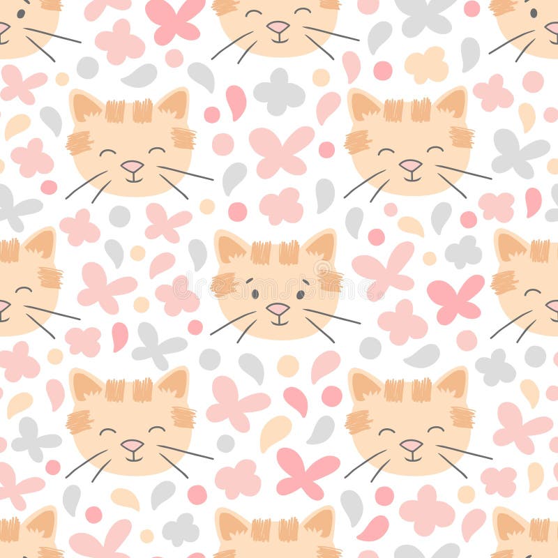 Cat Color Seamless Vector Pattern Stock Vector - Illustration of kitten ...