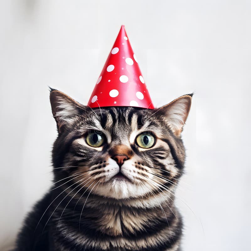Cat with a party hat stock illustration. Illustration of mammal - 340713342