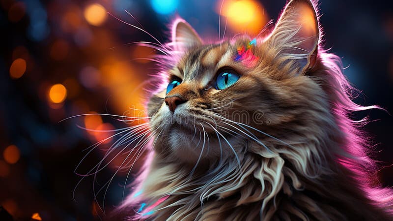 A Cat with Colors on Its Face Stock Illustration - Illustration of ...