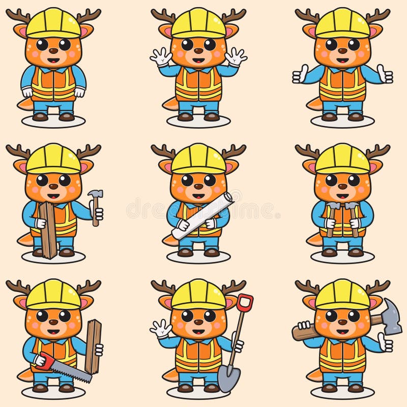 Vector Illustration Deer OfConstruction Set Stock Vector - Illustration ...