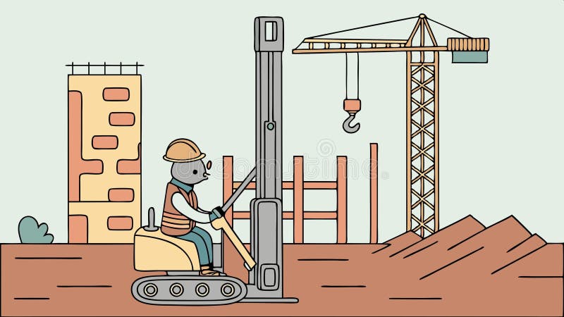 Cat Construction Worker Pile Driver, Foundation Work, Deep Foundation ...