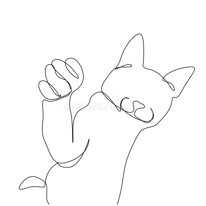 Cat in Continuous Line Drawing Pattern Simple Black Line Sketch Stock ...