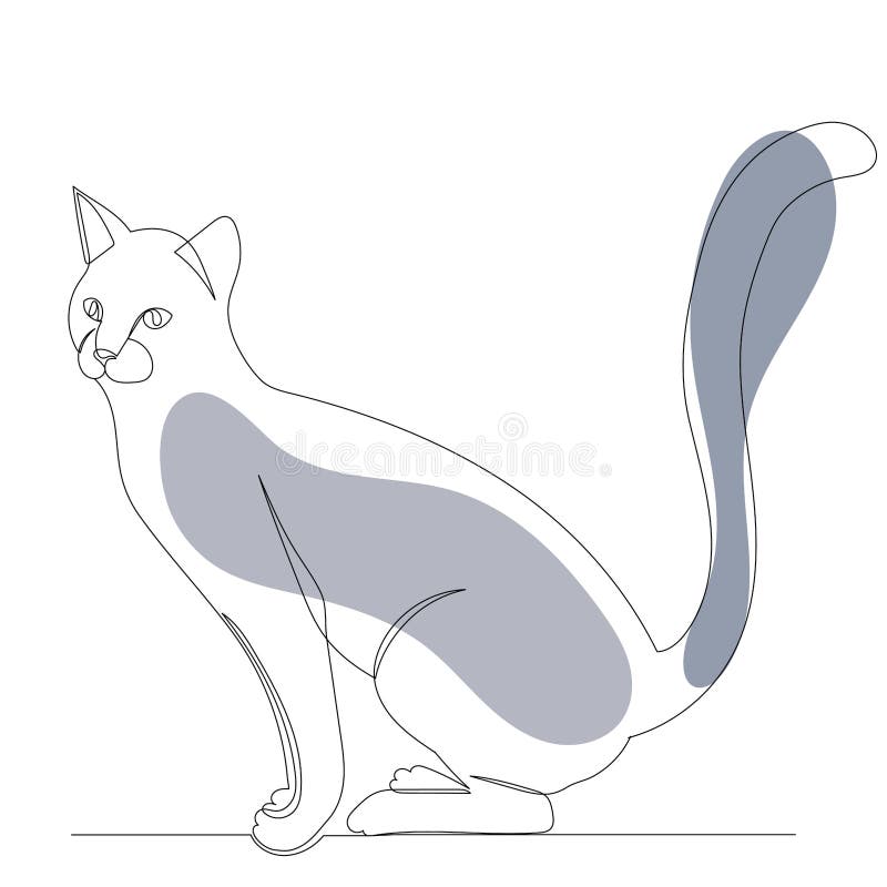 Cat Continuous Line Drawing, Sketch Stock Vector - Illustration of ...
