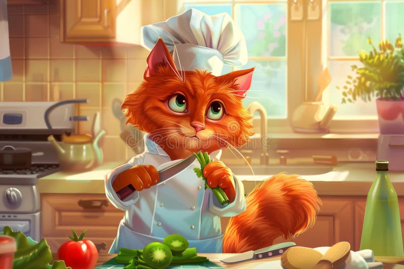 Cat Cook, Children S Illustration Stock Illustration - Illustration of ...