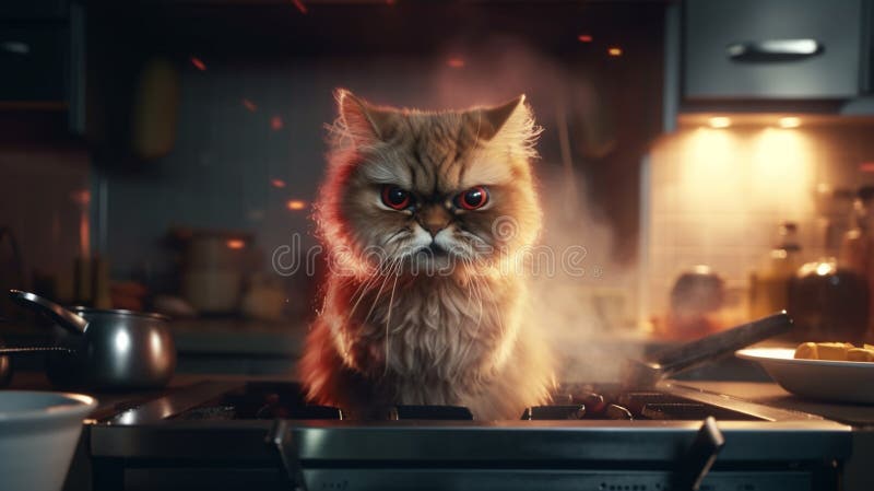 Cat Cooking in the Kitchen. Generative Ai Stock Illustration ...