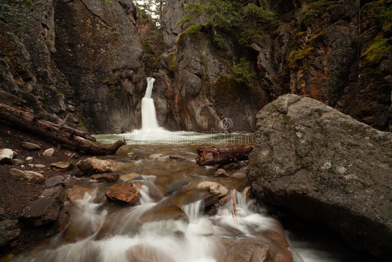 Cat Creek Waterfall in Kananaskis Country, Alberta Stock Photo - Image ...