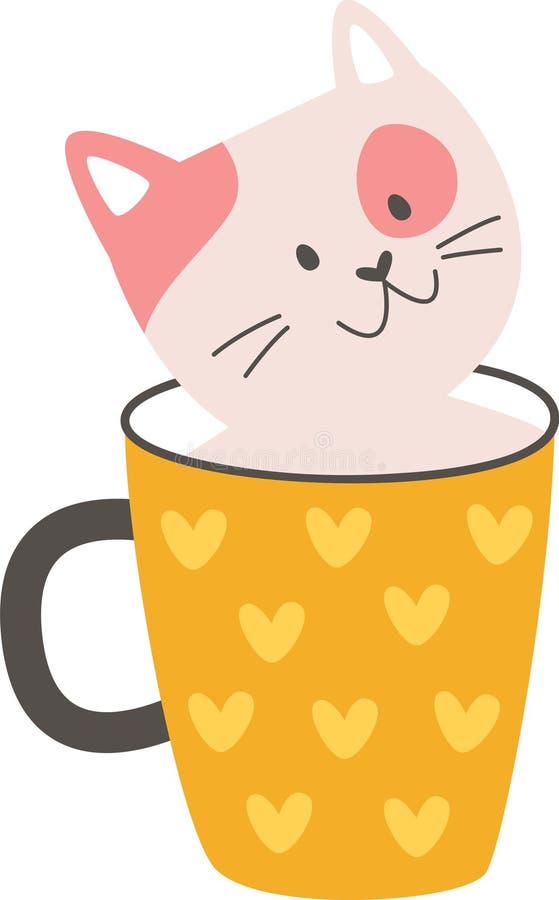 Cat in Cup stock vector. Illustration of design, kitty - 284455045