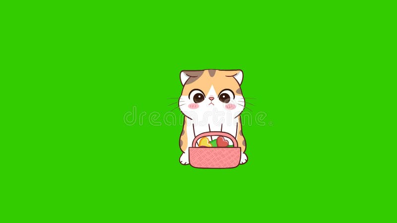 Cat Cute Animation on Green Screen Stock Video - Video of happy, like ...