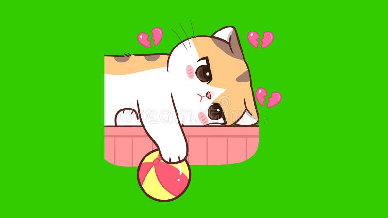 Cat Cute Animation on Green Screen Stock Footage - Video of happy ...