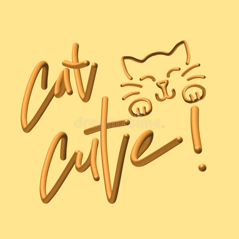 Cat Cute Letering 3d Animation Icon Stock Illustration - Illustration ...