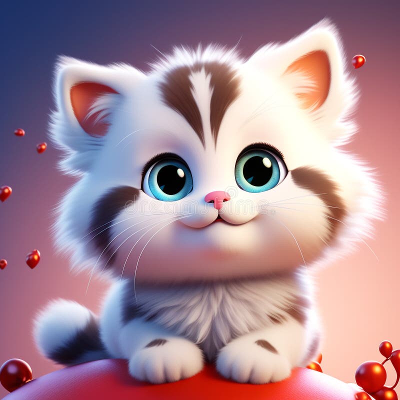 Cat Cuteness: 3D Rendering Delight Stock Illustration - Illustration of ...
