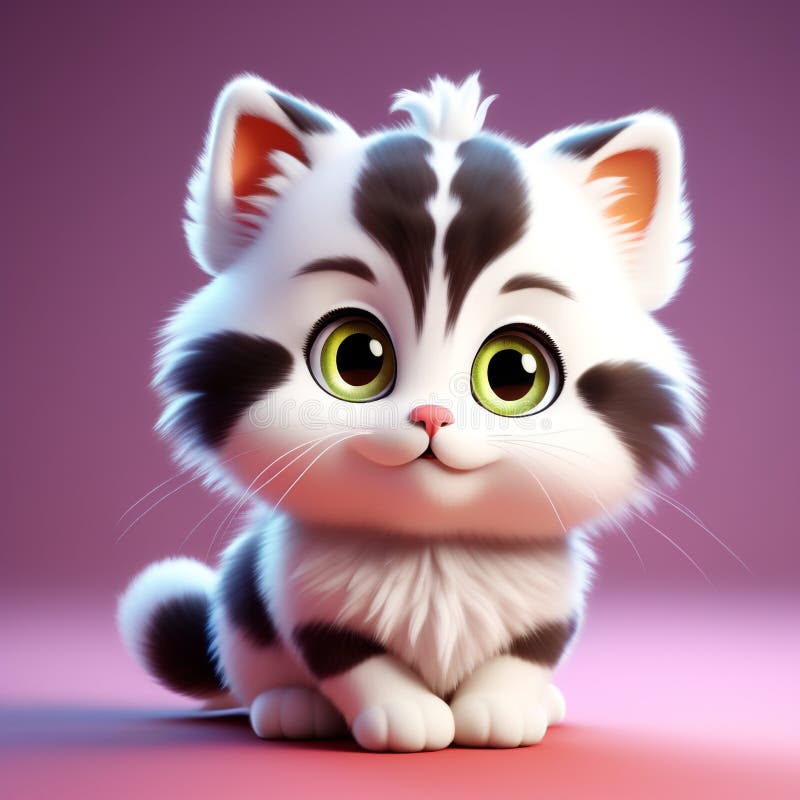 Cat Cuteness: 3D Rendering Delight Stock Illustration - Illustration of ...
