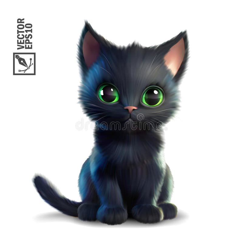 Cat 3d Realistic Cartoon Vector Icon, Cute Kitten Stock Vector ...