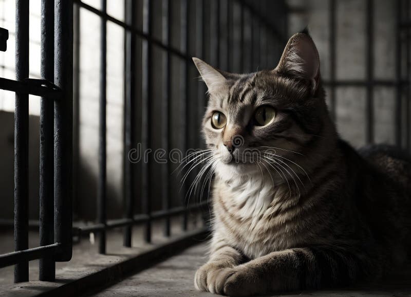 Cat in a Dark Prison Cell. AI Created. Stock Photo - Image of prison ...