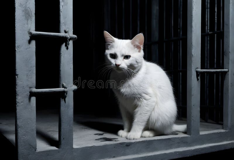 Cat in a Dark Prison Cell. AI Created. Stock Image - Image of tame ...