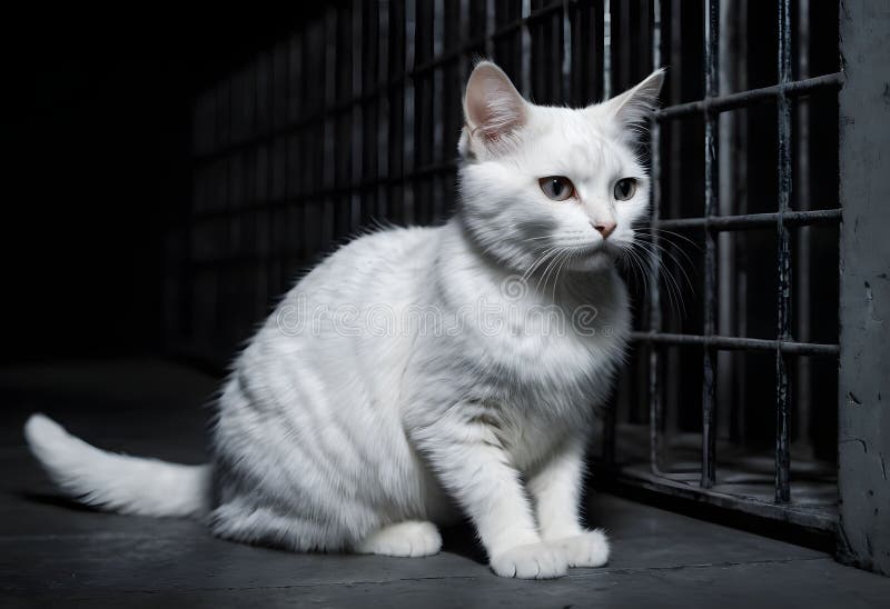 Cat in a Dark Prison Cell. AI Created. Stock Image - Image of prison ...