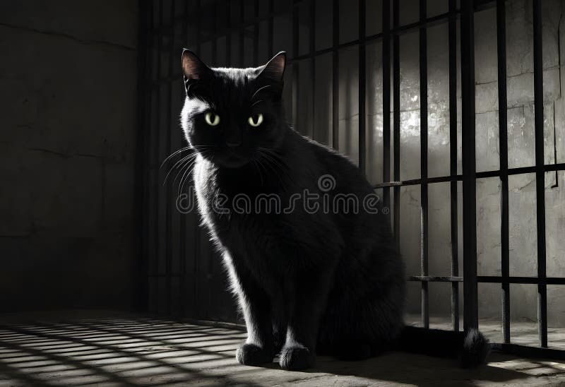Cat in a Dark Prison Cell. AI Created. Stock Image - Image of feline ...