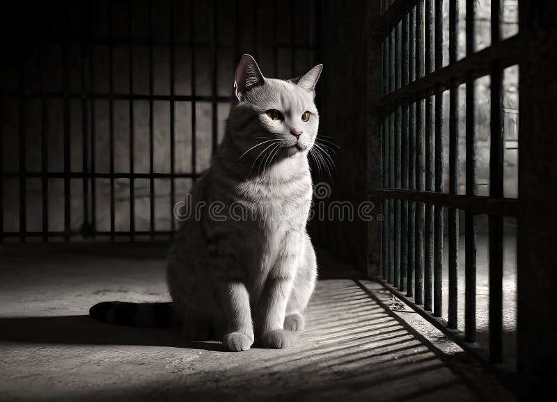 Cat in a Dark Prison Cell. AI Created. Stock Image - Image of prison ...
