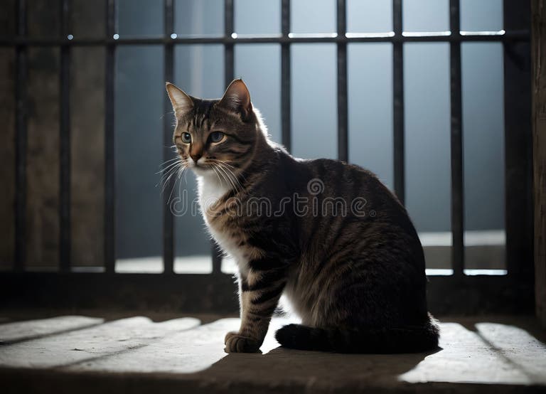 Cat in a Dark Prison Cell. AI Created. Stock Image - Image of prison ...