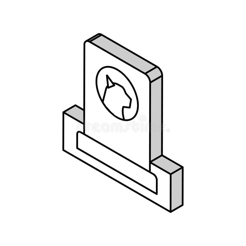 Cat Dead Pet Monument Isometric Icon Vector Illustration Stock Vector ...