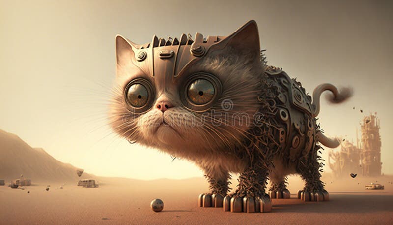 Cat in the Desert, Surrealism, Concept Art, AI Generated Stock ...