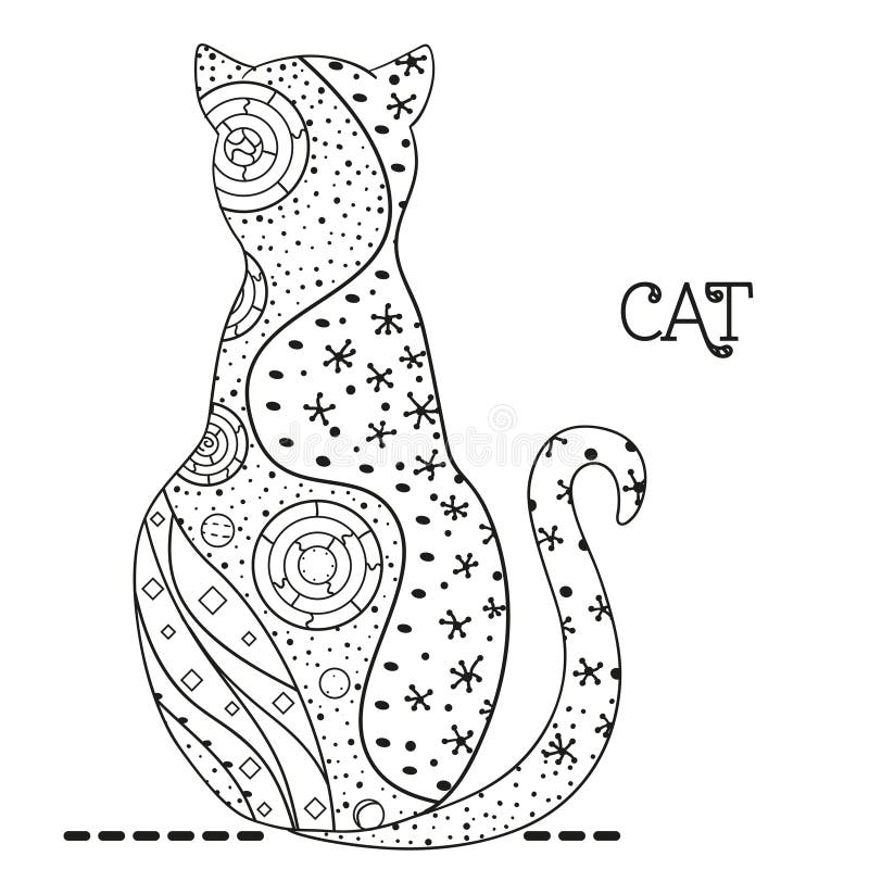 Cat. Design Zentangle stock vector. Illustration of graphic - 96081359