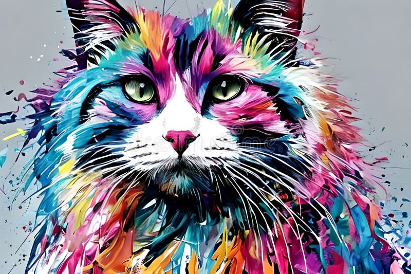 Cat of different colors stock illustration. Illustration of artwork ...