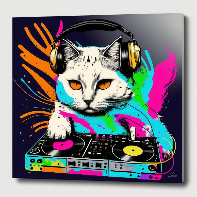 Cat DJ stock illustration. Illustration of design, facebook - 272317518