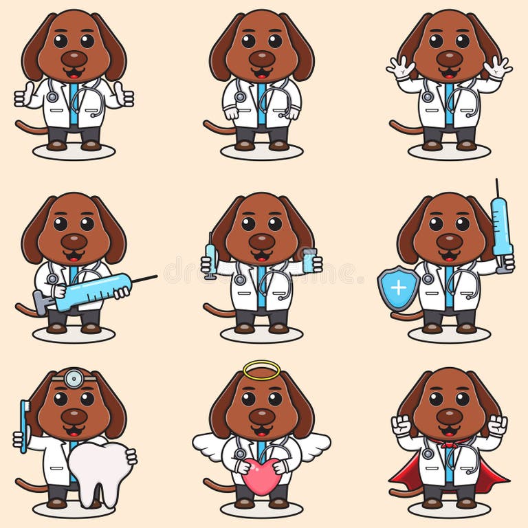 Vector Illustration of Cute Dog Doctor Cartoon Stock Vector ...